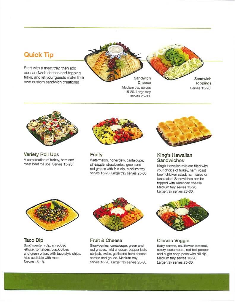 Deli Tray Menu - King's County Market
