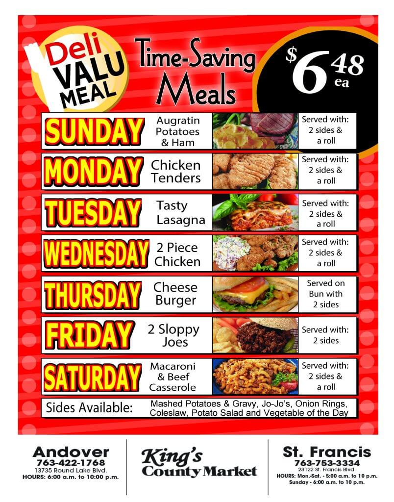 Valu Meal Menu - King's County Market